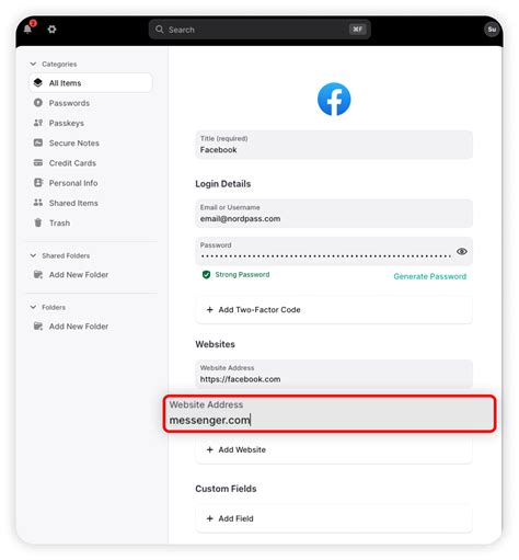 add multiple urls to password items nordpass