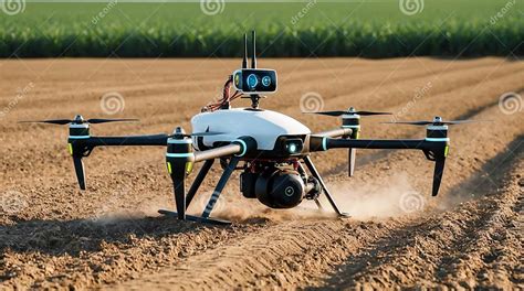 An Advanced Autonomous Robot Drone Equipped With Sensors And Ai Technology Is Operating In An