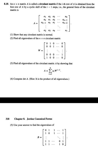 Solved Ann X N Matrix A Is Called A Circulant Matrix Chegg