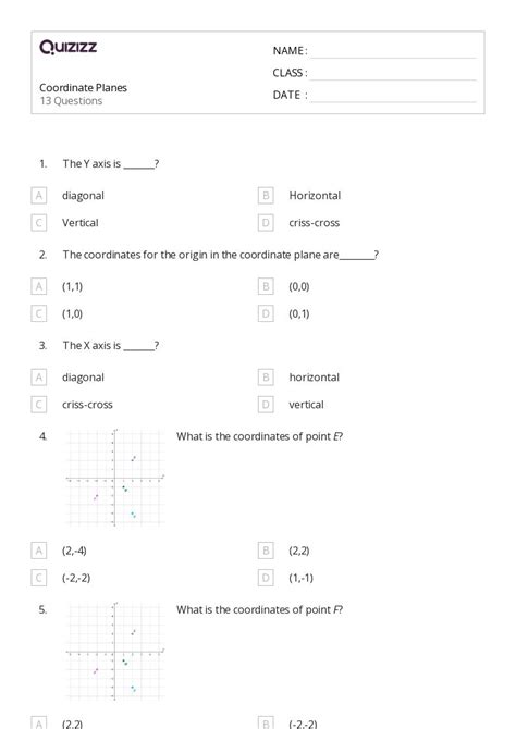 50 coordinate planes worksheets on quizizz free and printable