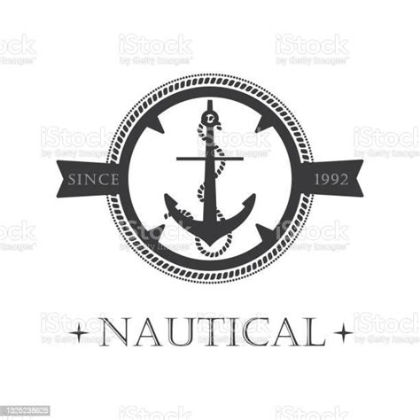 해상 로고 배지 디자인 템플릿 흰색 배경에 격리 된 앵커 일러스트 템플릿서클 배지 골동품에 대한 스톡 벡터 아트 및 기타 이미지 골동품 과거 국경 Istock