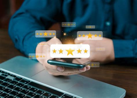 Online Customer Satisfaction Survey Service The Customer Is Hand Press On The Smartphone With