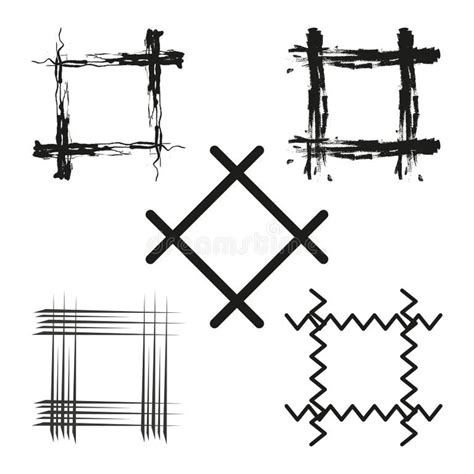 Geometric Element Collection Line Art Shapes Abstract Square Pattern Vector Sketch Symbols