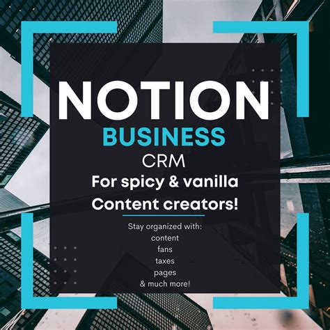 Notion CRM Page Management Template For Spicy And Vanilla Content Creators Etsy