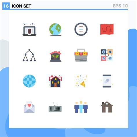 Universal Icon Symbols Group Of 16 Modern Flat Colors Of Topology Link Circle Target Map