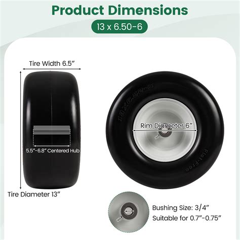 13 X 650 6 Flat Free Tires And Wheels 2 Pack Solid Rubber Tires Costway