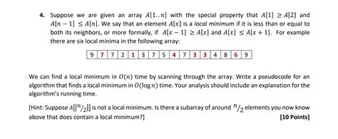 Solved Suppose We Are Given An Array A N With The Chegg