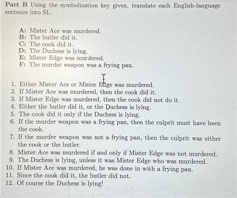 solved part b using the symbolization key given translate