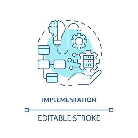 D Editable Implementation Thin Line Blue Icon Concept Isolated Vector Monochromatic