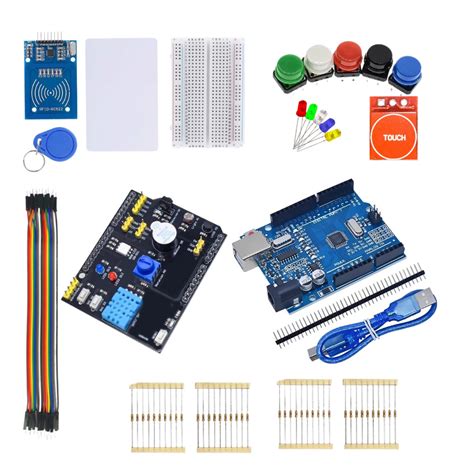 Kit Completo Com Arduino Uno Shield Multifunções Rfid E Protoboard