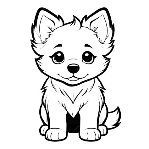 Premium Vector A Black And White Drawing Of A Dog With A Black And