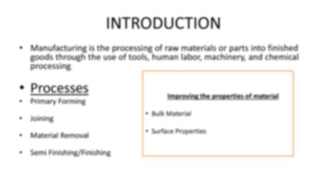 SOLUTION: Introduction to manufacturing processes - Studypool