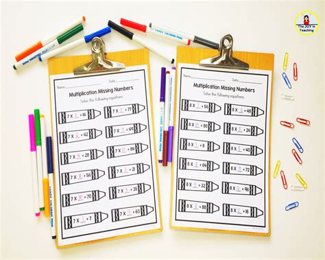 Multiplication Missing Numbers Etsy