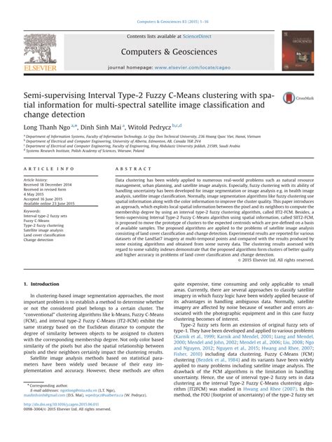 Pdf Semi Supervising Interval Type 2 Fuzzy C Means Clustering With Spatial Information For