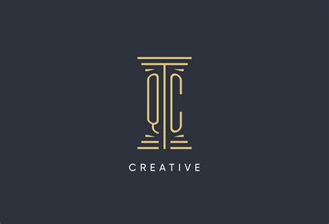 QC Initial Monogram With Pillar Shape Logo Design Vector Art At Vecteezy