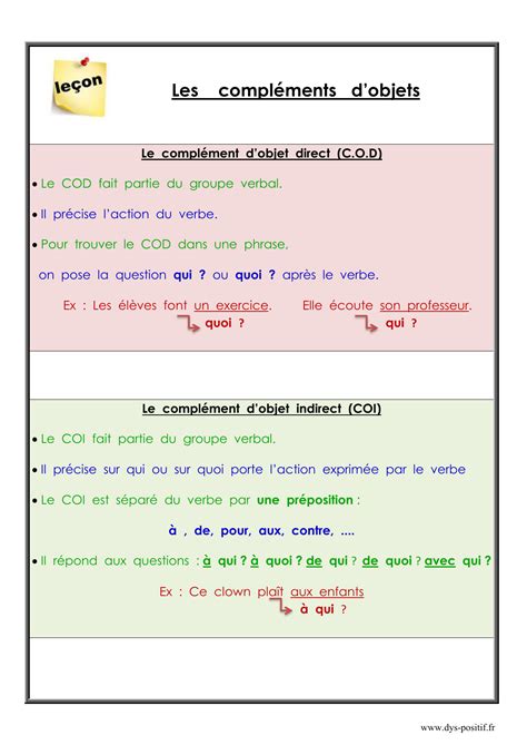 Grammaire Cm2 Leçon Cod Coi Dys