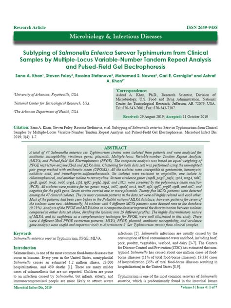 Subtyping Of Salmonella Enterica Serovar Typhimurium From Clinical