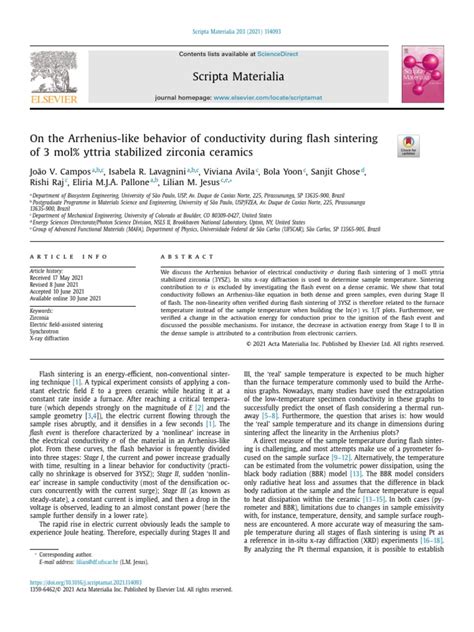 Campos Et Al 2021 Pdf Sintering Electrical Resistivity And