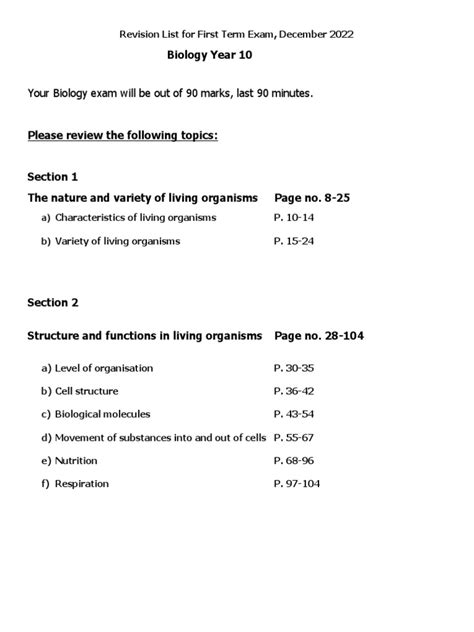 revision list every subject 1 pdf