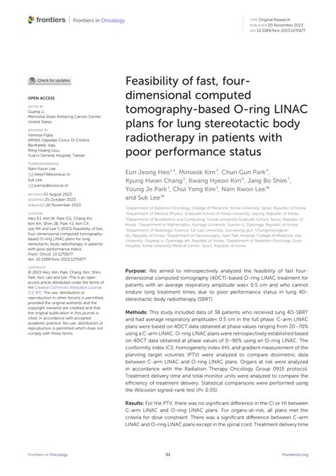 Pdf Feasibility Of Fast Four Dimensional Computed Tomography Based O Ring Linac Plans For