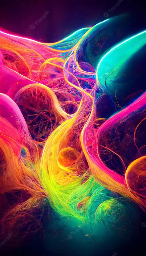 Premium Photo Abstract Colorful Neon Fibers Background Neural Network Generated Art