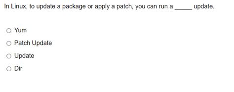 Solved In Linux To Update A Package Or Apply A Patch You