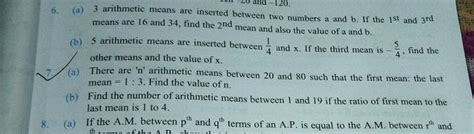 6 a 3 arithmetic means are inserted between two numbers a and b if th