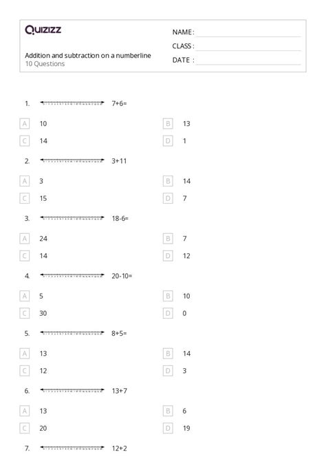 50 Subtraction On A Number Line Worksheets For Kindergarten On Quizizz