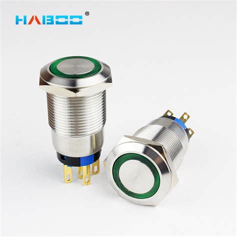 Haboo 19mm Self Lock Latching Power Symbol Led Metal Push Button