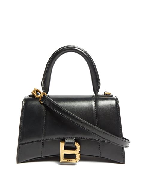 Balenciaga Hourglass Xs Leather Shoulder Bag In Black Lyst