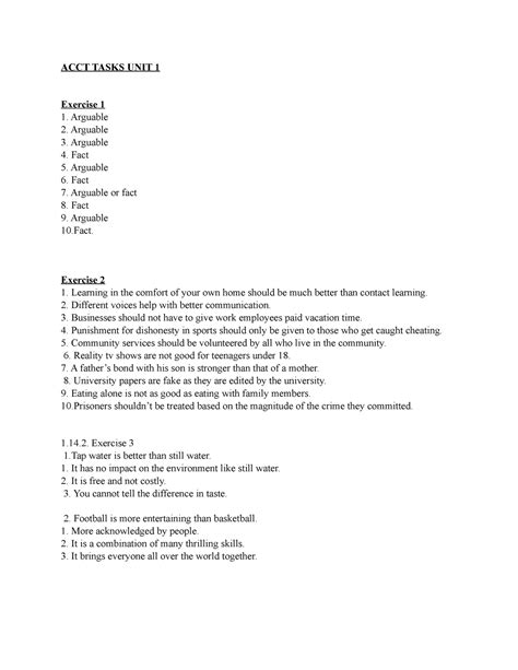 Acct Tasks Unit 1 Notes Acct Tasks Unit 1 Exercise 1 Arguable