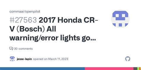 2017 Honda Cr V Bosch All Warningerror Lights Go Off On Cold Start