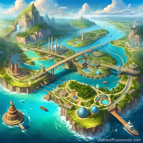 Treasure Map With Various Types Of Modern Infrastructure Listed Prompts