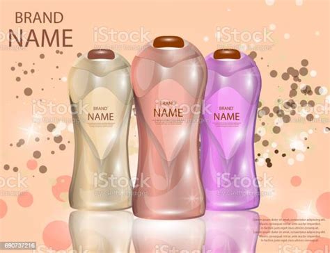 매력적인 헤어 케어 제품 패키지에 반짝 효과 배경 모형 3 차원 현실 벡터 일러스트 레이 션 건강한 생활방식에 대한 스톡 벡터 아트 및 기타 이미지 Istock