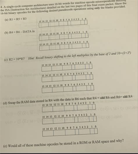 4 A Single Cycle Computer Architecture Uses 16 Bit
