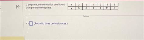 Solved Compute R The Correlation Coefficient Using The Chegg