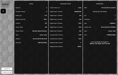 Machine UpTime Monitor Sensor Node RED Dashboard NCD Io