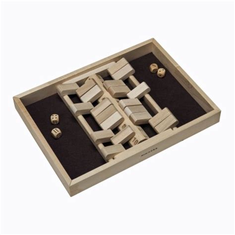 we games 2 sided dice board game 10 numbers natural wood box 14 inches