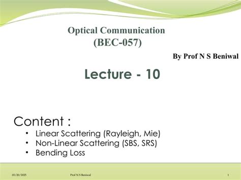 Lecture 10pptx This Is A Ppt File Of Optical Communication Pptx