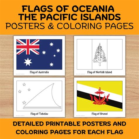 Oceania And The Pacific Islands Flags Coloring Pages And Printable Flag Posters