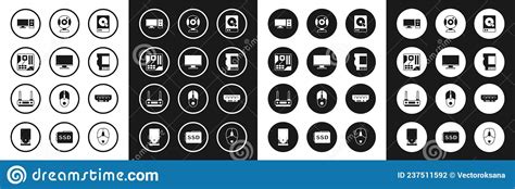 Set Hard Disk Drive Hdd Computer Monitor Screen Motherboard Digital Chip Sd Card Web Camera