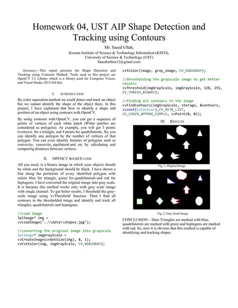 Aip Shape Detection And Tracking Using Contours Pdf