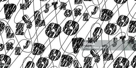 단어 루프의 패턴입니다 루프 스레드 획의 텍스트가 있는 얽힌 배경 혼란스러운 글자의 흰색 배경에 검은 줄무늬 글자 종이와 직물에 인쇄 0명에 대한 스톡 벡터 아트 및 기타
