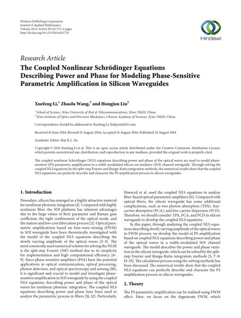 Pdf The Coupled Nonlinear Schrödinger Equations Describing Power And