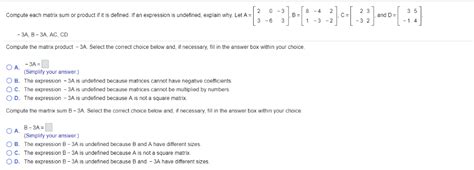 solved 2 03 2 3 3 5 compute each matrix sum or product if it