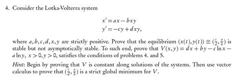 Solved 4 Consider The Lotka Volterra System [