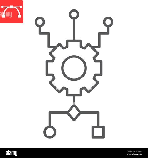 Algorithm Line Icon Technology And Artificial Intelligence Automated System Vector Icon