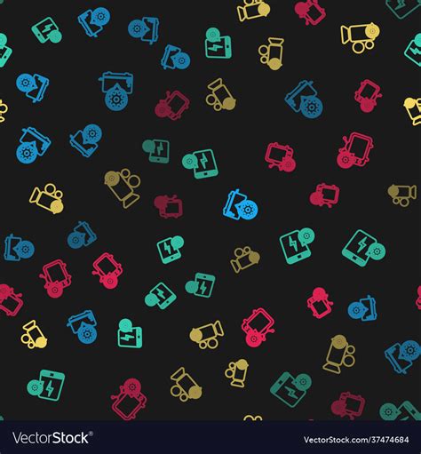 Set Line Toaster Setting Power Bank Video Camera Vector Image