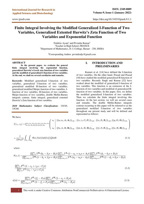 Pdf Finite Integral Involving The Modified Generalized I Function Of
