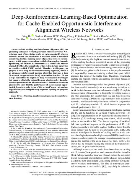 Pdf Deep Reinforcement Learning For Ia Network Optimization